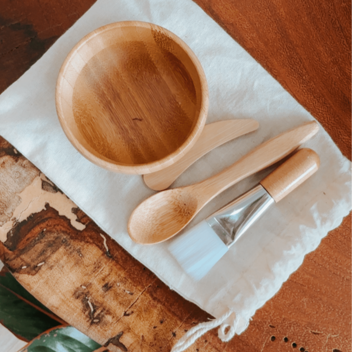 Bamboo Bowl Set – Eco-Friendly Skincare Mixing Kit